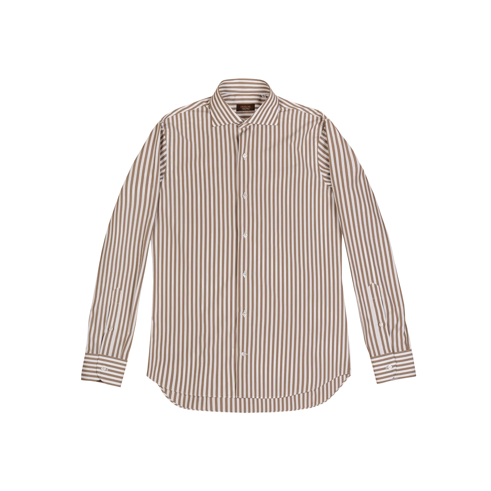 Men's Light Brown Bold Striped Shirt Slim