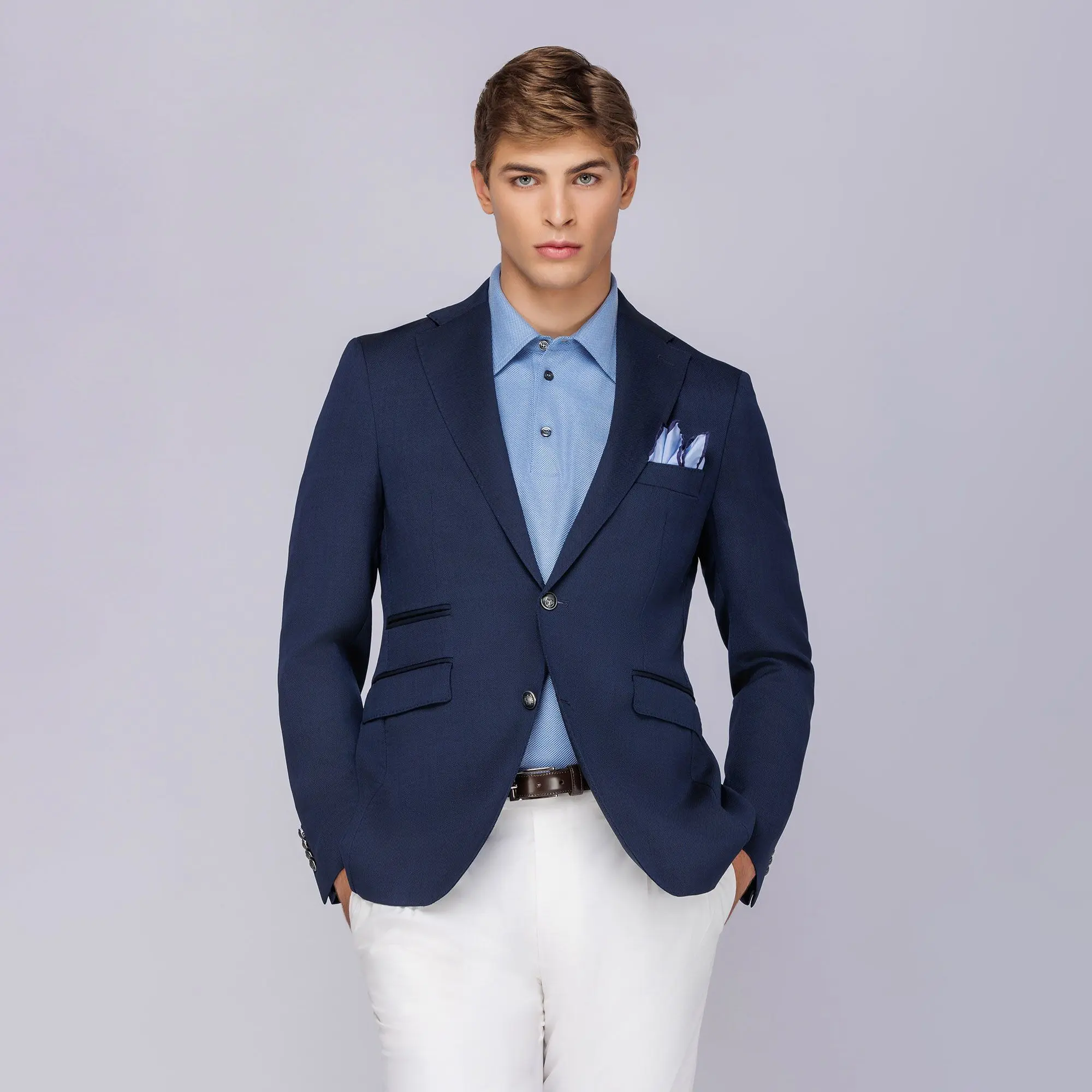 Blue Wool Blazer for Men