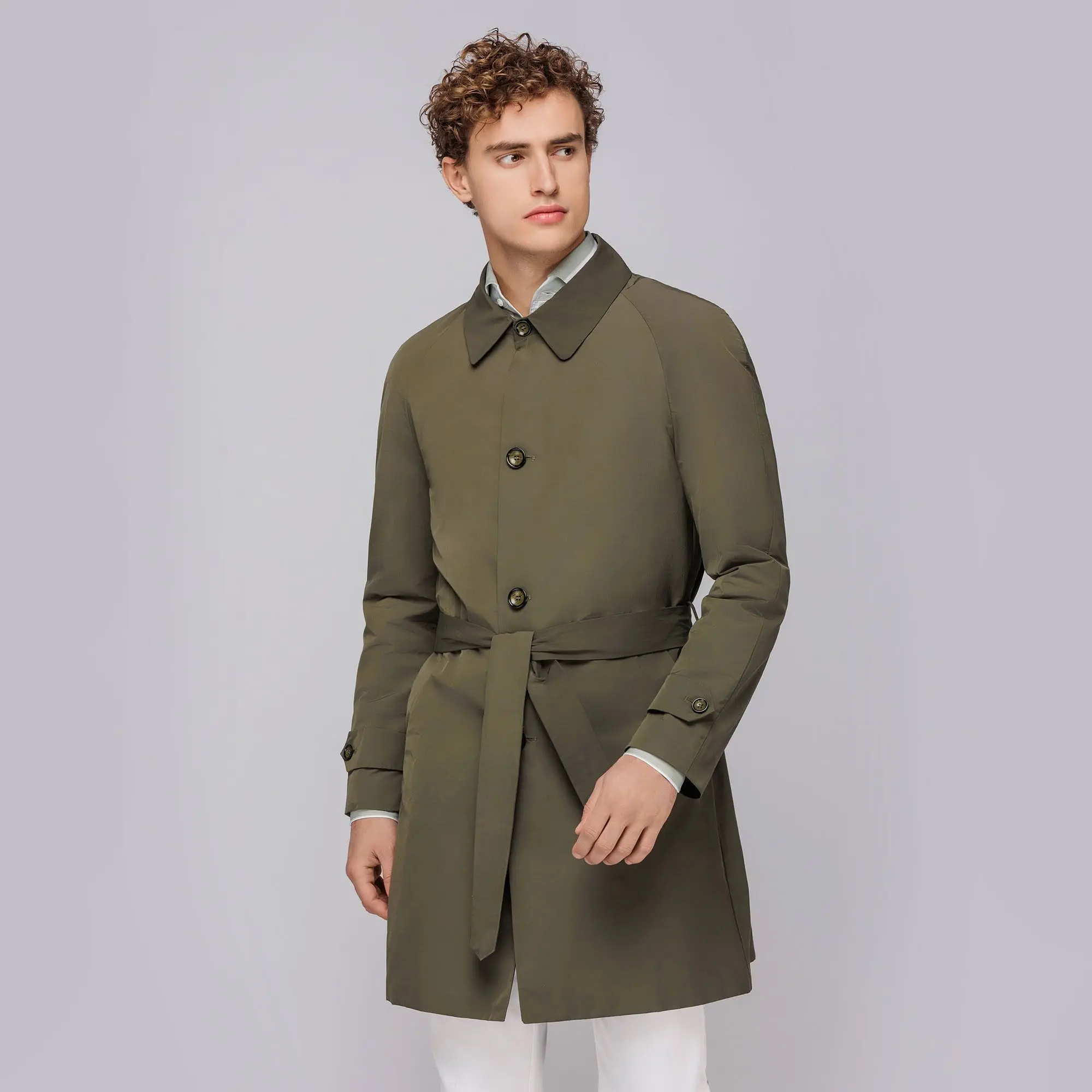 Men's Olive Green Trench Coat