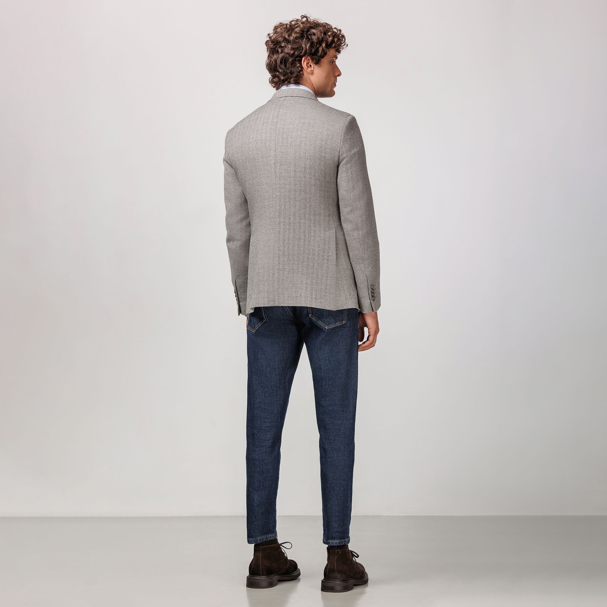 Grey Herringbone Blazer Elio Evan – Italian Elegance