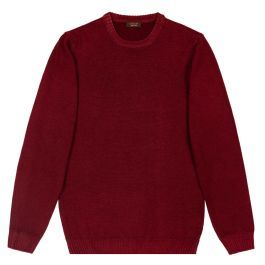 Men's Burgundy Merino Wool Crew Neck Sweater | TAILOR