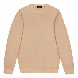 Men's Cream Merino Wool Crew Neck Sweater | TAILOR
