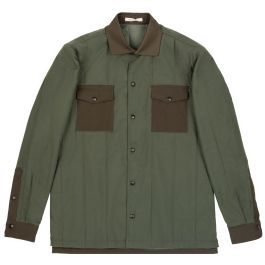 Men's Olive Overshirt Jacket Slightly Padded